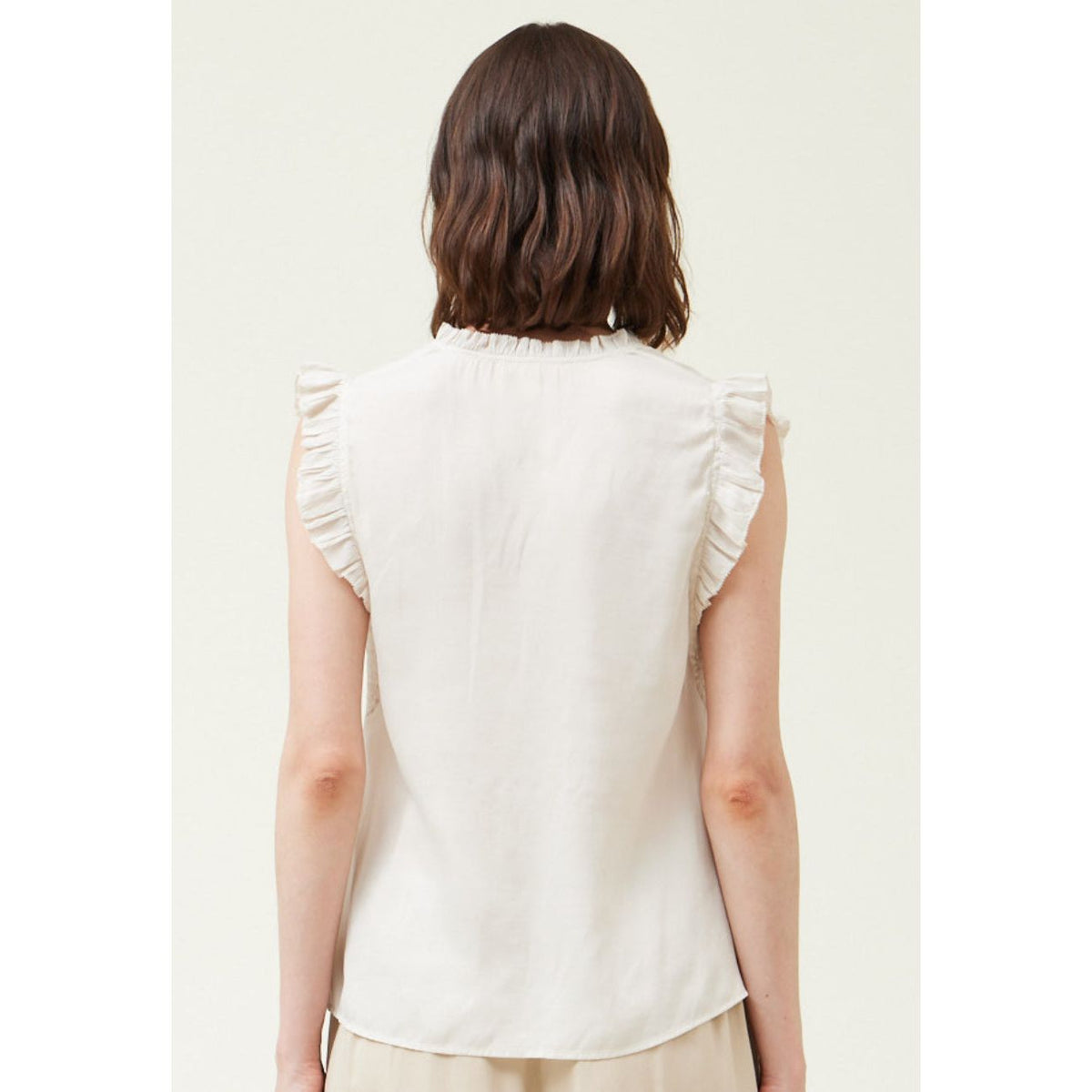 Alison Grade and Gather Milk Ruffle Sleeve Satin Blouse – Fig Tree ...