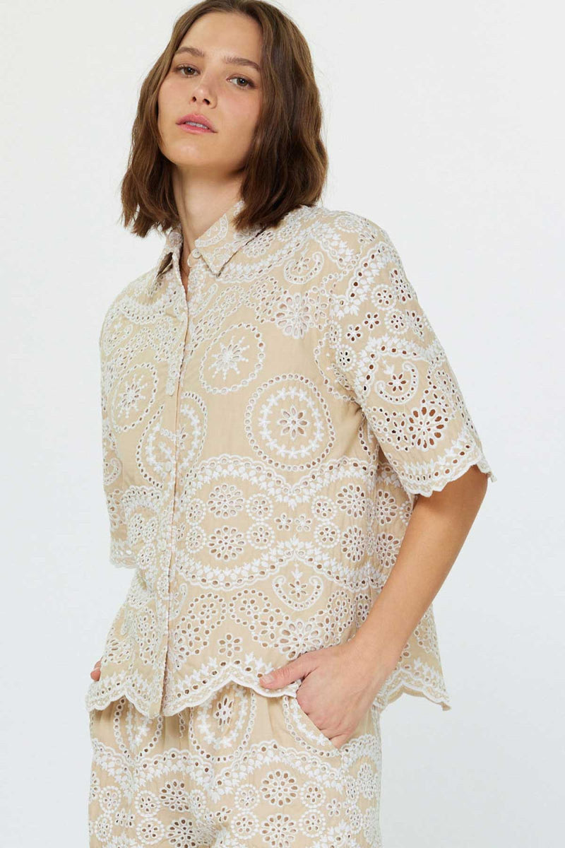Josephine Button Up Eyelet Current Air Blouse SALE – Fig Tree Jewelry ...